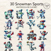 Snowman Sports Watercolor Clipart: Winter Sports Digital Art Bundle - Etsy