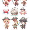 Pirate Adventure Watercolor Clipart Set: Nautical Illustrations ...