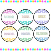 Back to School Round Name Tags, Printable Bright Student Name Tags ...