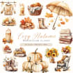 Watercolor Autumn Clipart Bundle: Cozy Fall Graphics (digital Download ...