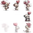 Valentine Animal Clipart | Heart Balloons PNG Bundle (digital Download ...