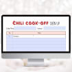 Chili Cook off Sign up Sheet Template Editable, Cooking Contest Prep ...