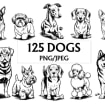 125 Dog Digital Stamps, Dogs PNG Bundle, Dogs Digi Stamps, Dogs Outline ...