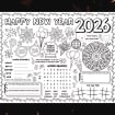 New Year 2026 Kids Activity Placemat, Happy New Year's Eve Coloring ...