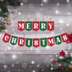 Red Green Christmas Banner Printable Festive Garland Decor, Snowflake ...
