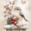 Frosted Robin, Winter Berries, Christmas Art, Holiday Wall Decor, Snow ...