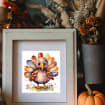 Adorable Watercolor Turkey Printable - Instant Download Fall Wall Art ...