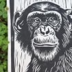 Chimpanzee Linocut, Chimpanzee Art - Etsy UK