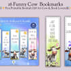 Funny Cow Bookmarks - Printable Animal Quotes Set, Book Lover Gift ...