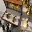 Chess Set Cufflinks Set 24k Gold Clad Knight and Pawn Chess Pieces Cuff ...