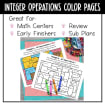 Integer Operations Math Color by Number Pages - Worksheets Packet - No ...