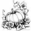 Pumpkin Sketch, Fall Decor, Line Art, Botanical Pumpkins, Autumn ...