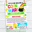 St. Patrick's Day Coin War Fundraiser Flyer Template | Editable PTO PTA ...