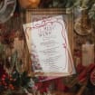 Christmas Menu Template: Hand-drawn Holiday Dinner, Red Coquette Bow ...