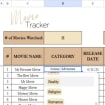 Movie Tracker Excel Spreadsheet, Movies Tracking Google Sheets, Film ...