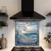 Ocean Wave Glass Backsplash Splashback for Kitchen Stove Behind and ...