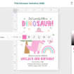 Pink Dinosaur Happy Birthday Banner, Cute Dino Party Bunting Banner ...