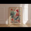 Rooster Folk Art Print / Scandinavian Norwegian Folk Art Chicken ...