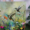 Hummingbird Glass Backsplash, Floral Nature Kitchen Wall Panel ...