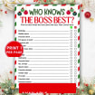 Office Holiday Who Knows the Boss Best Game, Fun Christmas Work Party ...