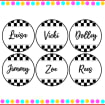 Printable Black and White Student Checkered Name Labels, Editable Name ...