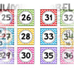 Printable Classroom Number Labels, Calendar Numbers, Bright Chevron ...