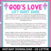 Gods Love Game, Christian Left Right Game, Bible Left Right Gift Swap ...