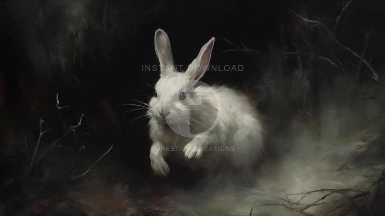 Evil White Rabbit Drawing A Cartoon Rabbit With A Scary Smile Jumping,