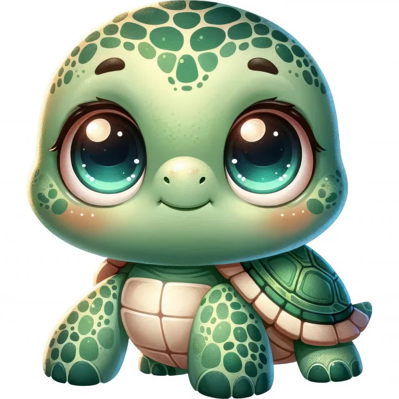 Cute Cartoon Turtle With Big Eyes