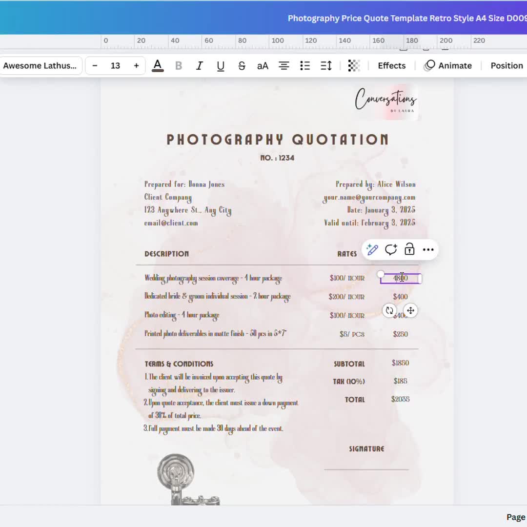 Photography Pricing Quotes Photography Quote Template PDF Templates