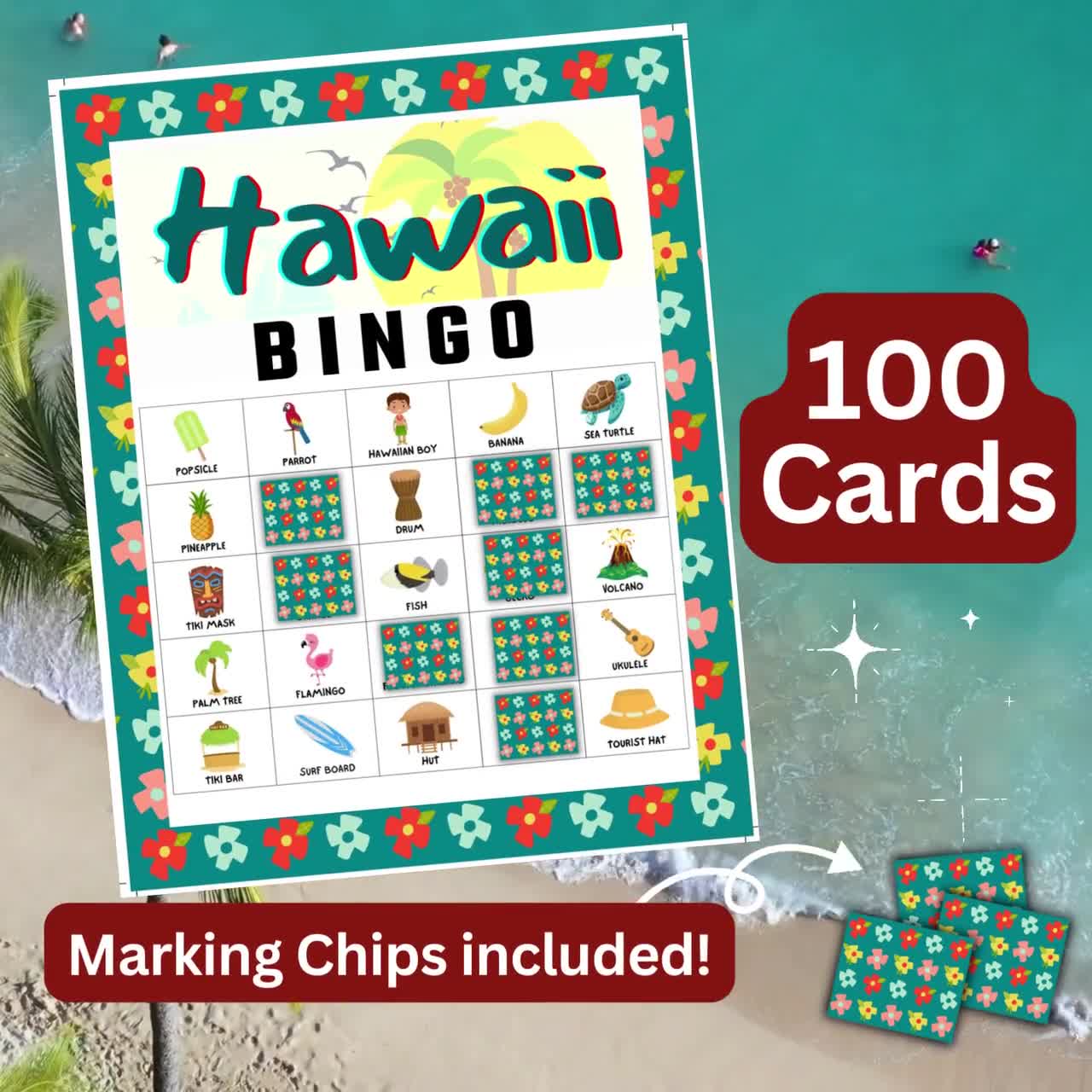 Free Hawaiian Luau Bingo Printables for All Ages, Small and Large🍤 ...