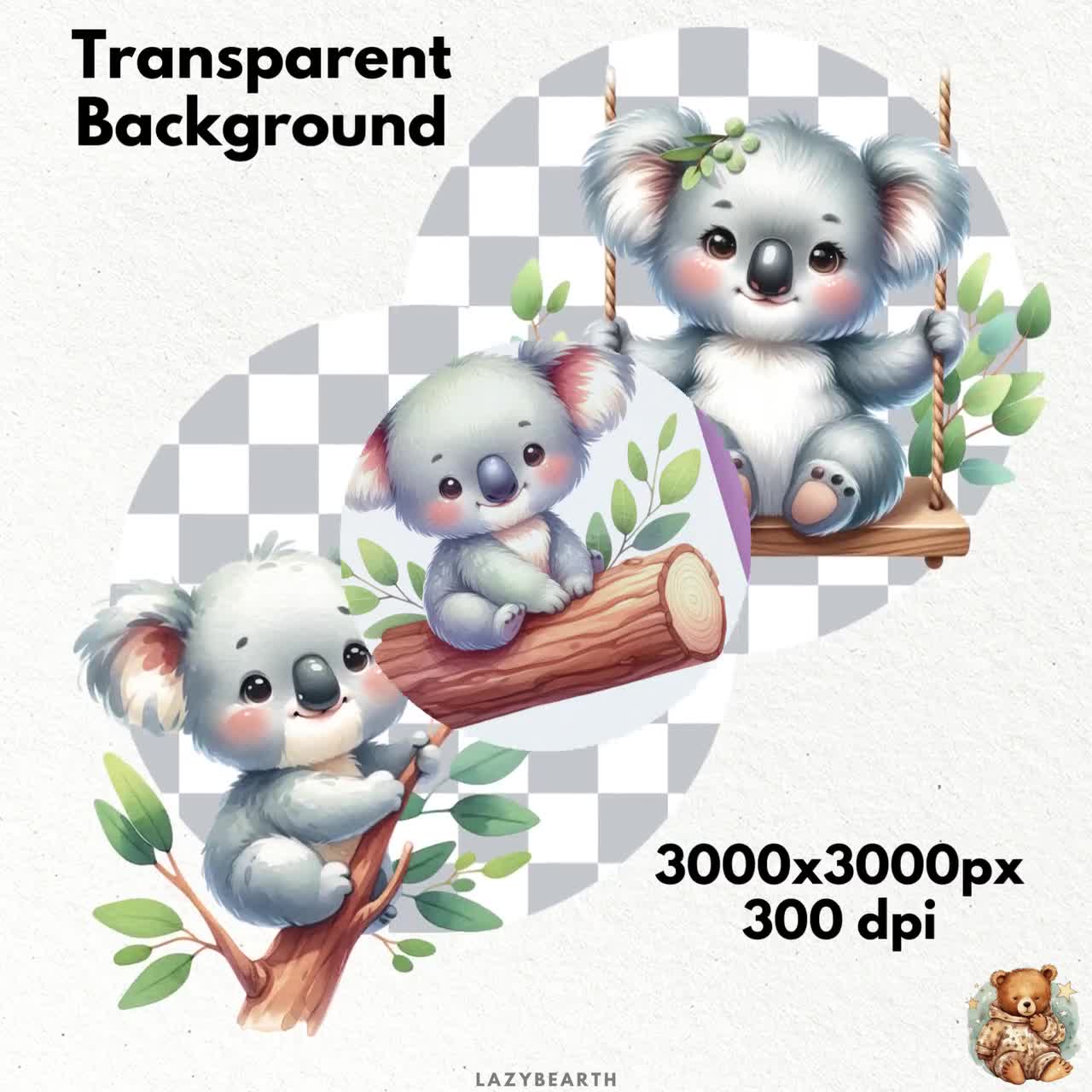 Koala Clipart Dubh Agus Bán