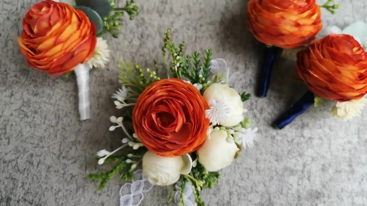 Orange Ranunculus Boutonniere