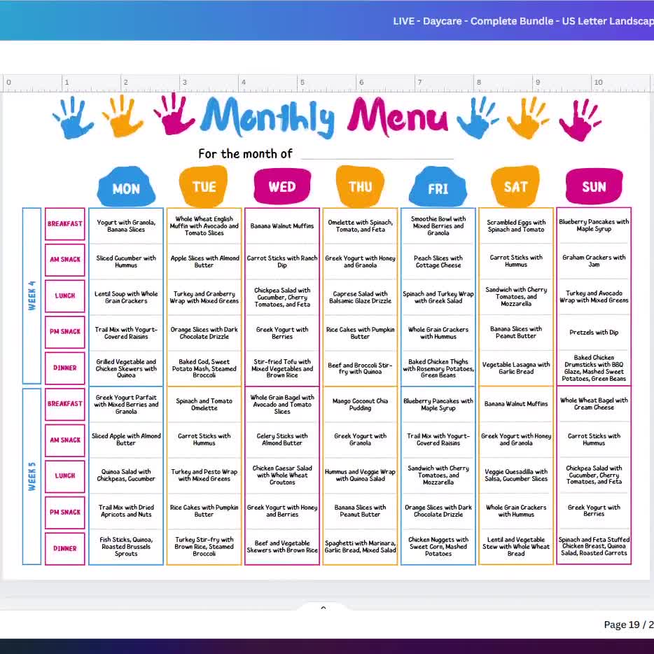 Monthly Lunch Form Templates