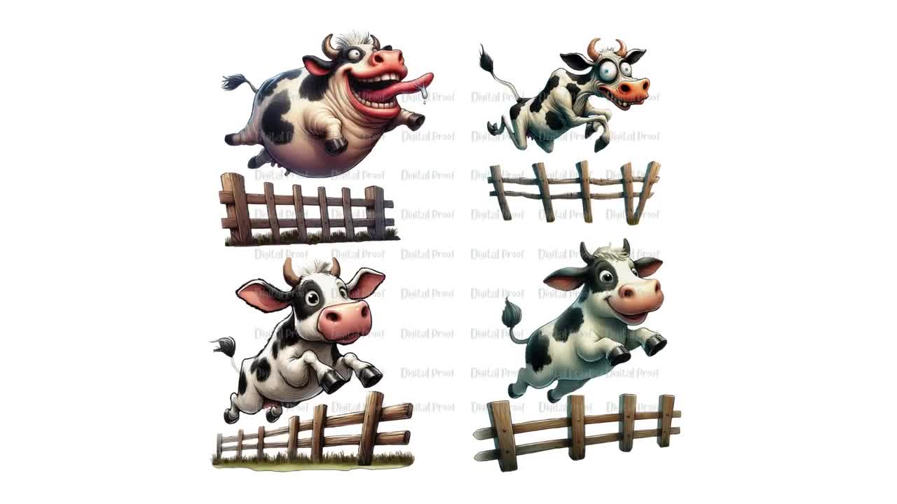 Cartoon Cow Jumping Over Fence 770+ Jumping Cow Stock Illustrations,
