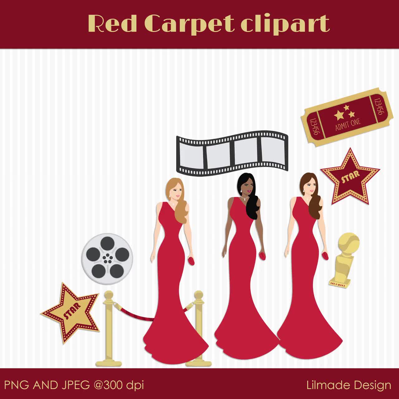 Red Carpet Clipart Hollywood Clipart Oscar Ceremony Clipart