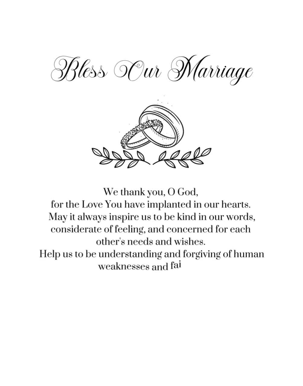 Prayer For Marriage Quotes Wedding Chalkboard Print, Wedding Gift,