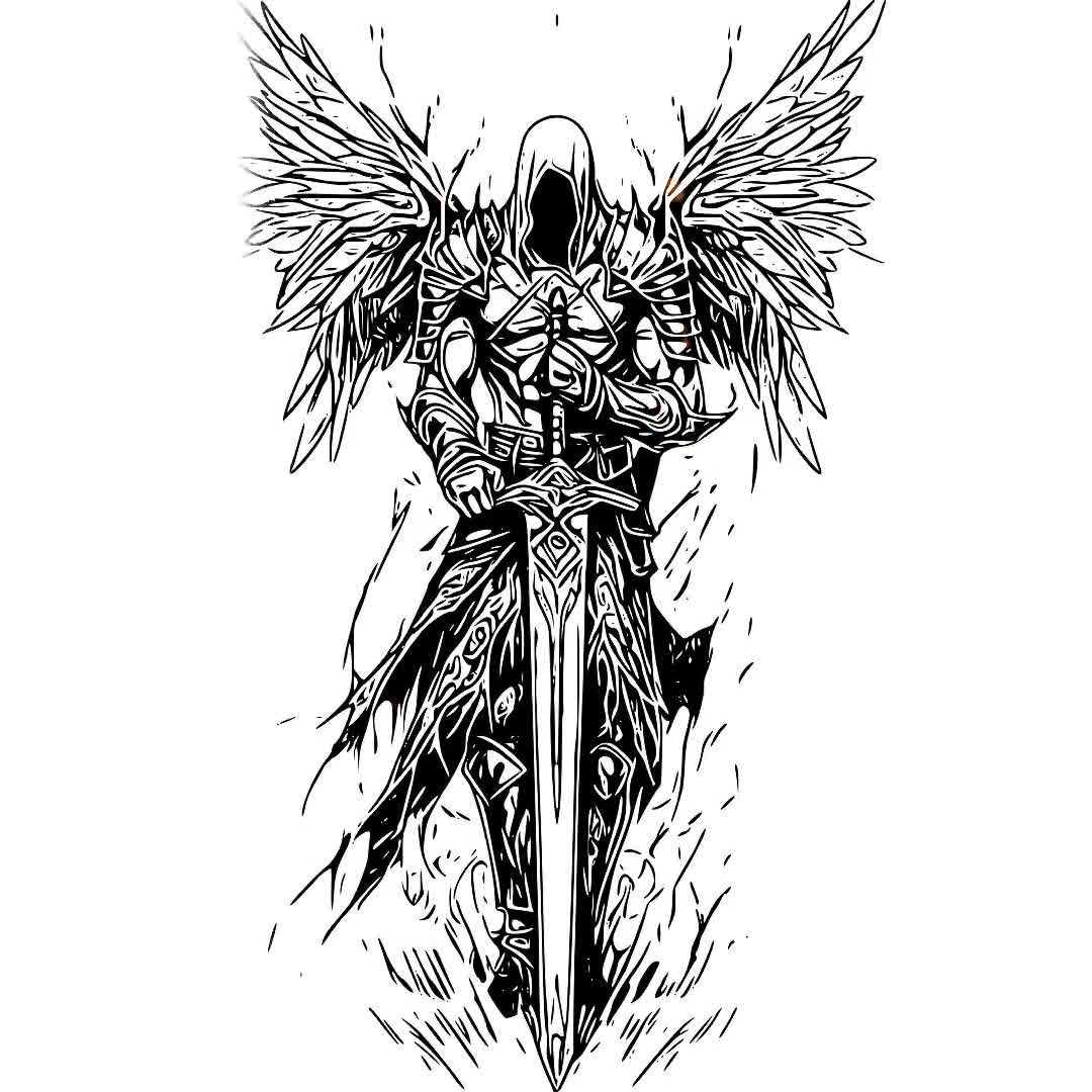 Warrior Angel Tattoo Flash