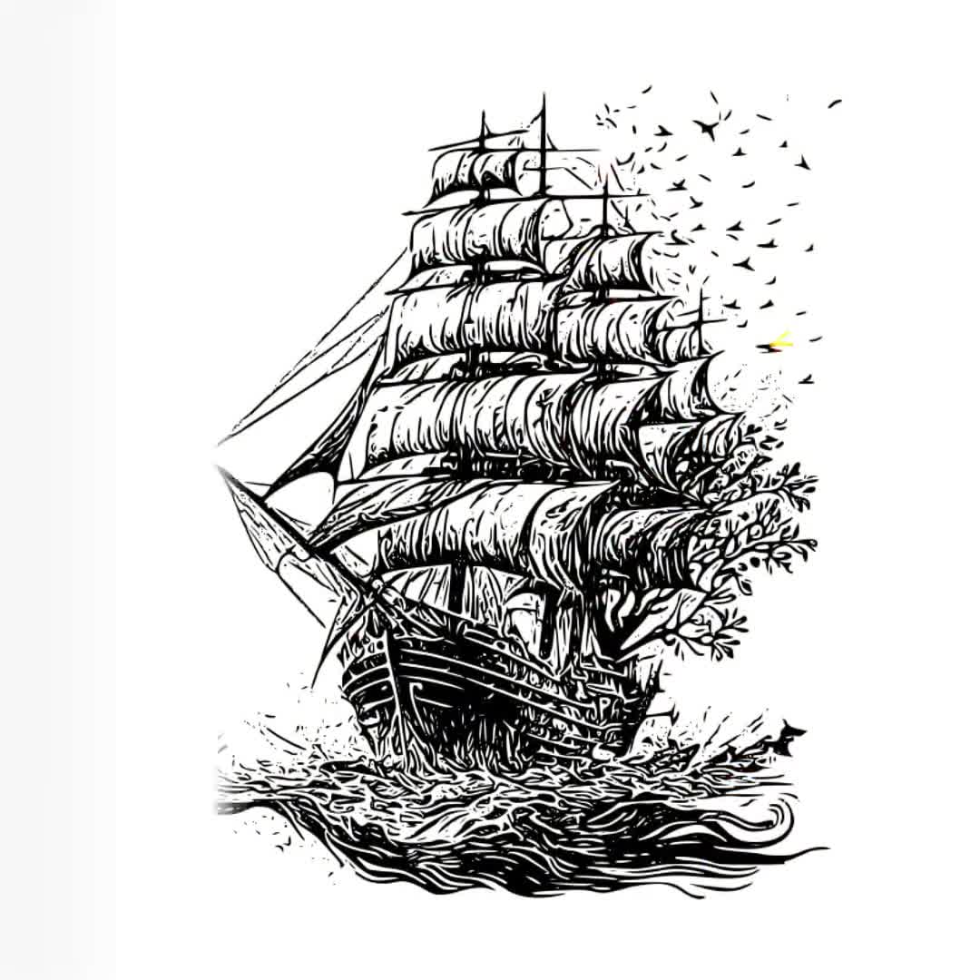 Pirate Ship Tattoo Stencil 66+ Pirate Ship Tattoos Ideas