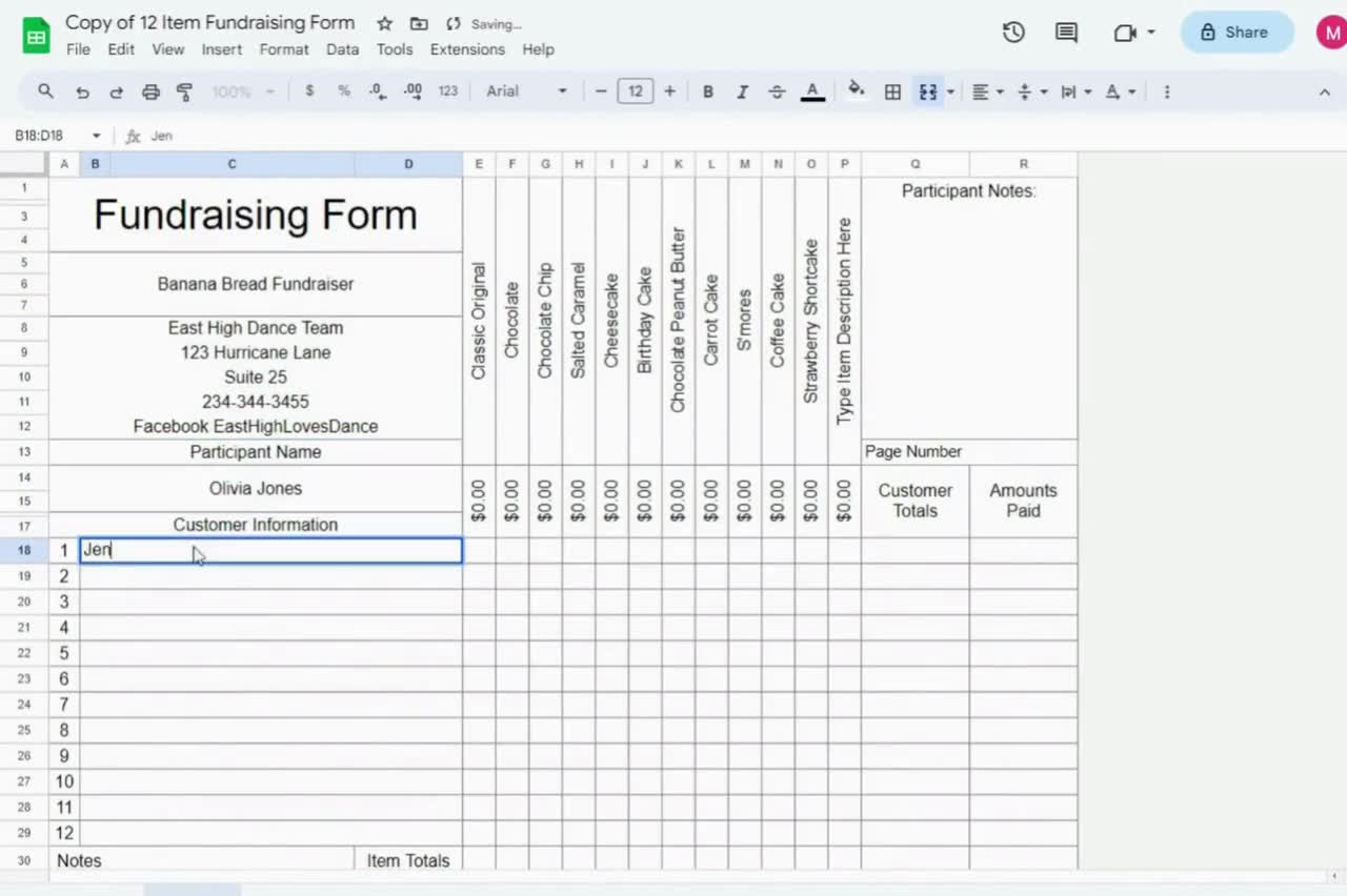 Fundraiser Order Form Template Excel