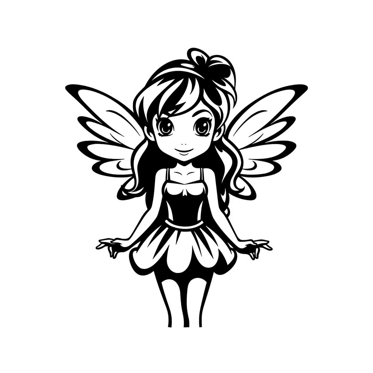 Mystical Fairy Clip Art Black And White