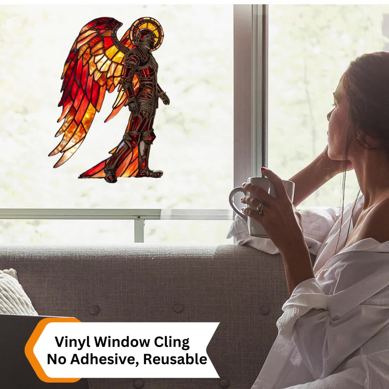 Warrior Angel Stained Glass Angel On Stained Glass Window Hi Res Stock