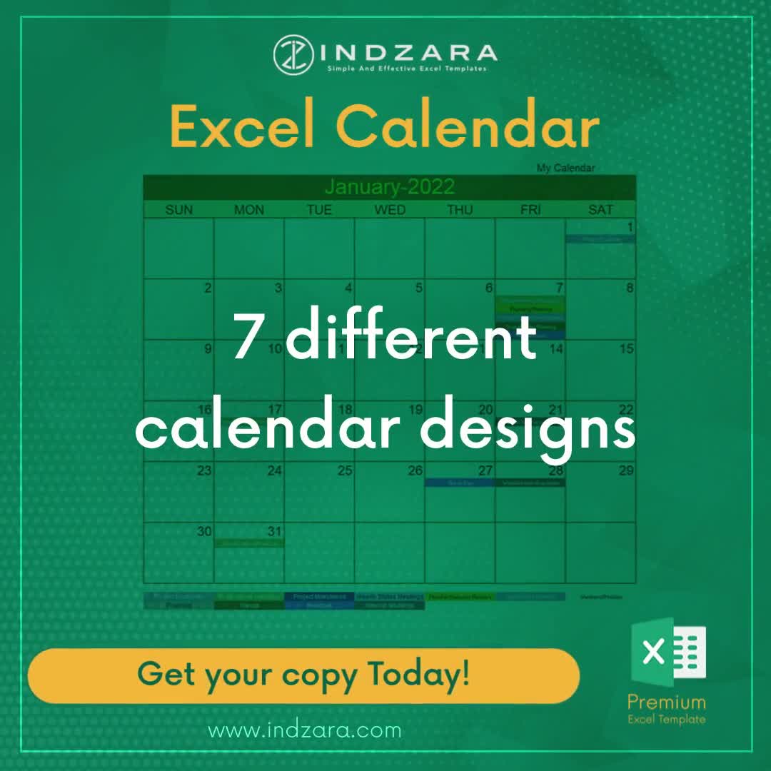 2022 Excel Calendar Template