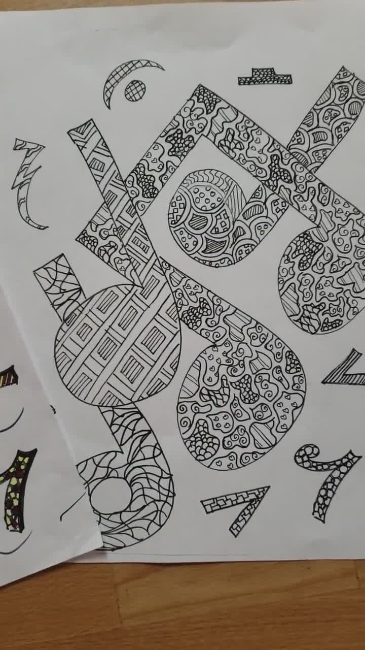 Printable Coloring Page Zentangle Music Coloring Book Music Coloring