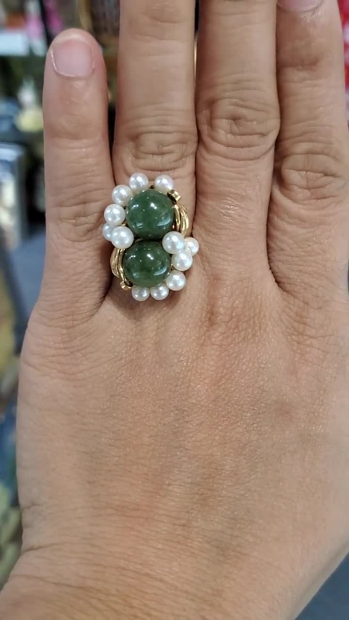 discounted store Beautiful 14k Gold & White Jade Ring [made by Ming's ...
