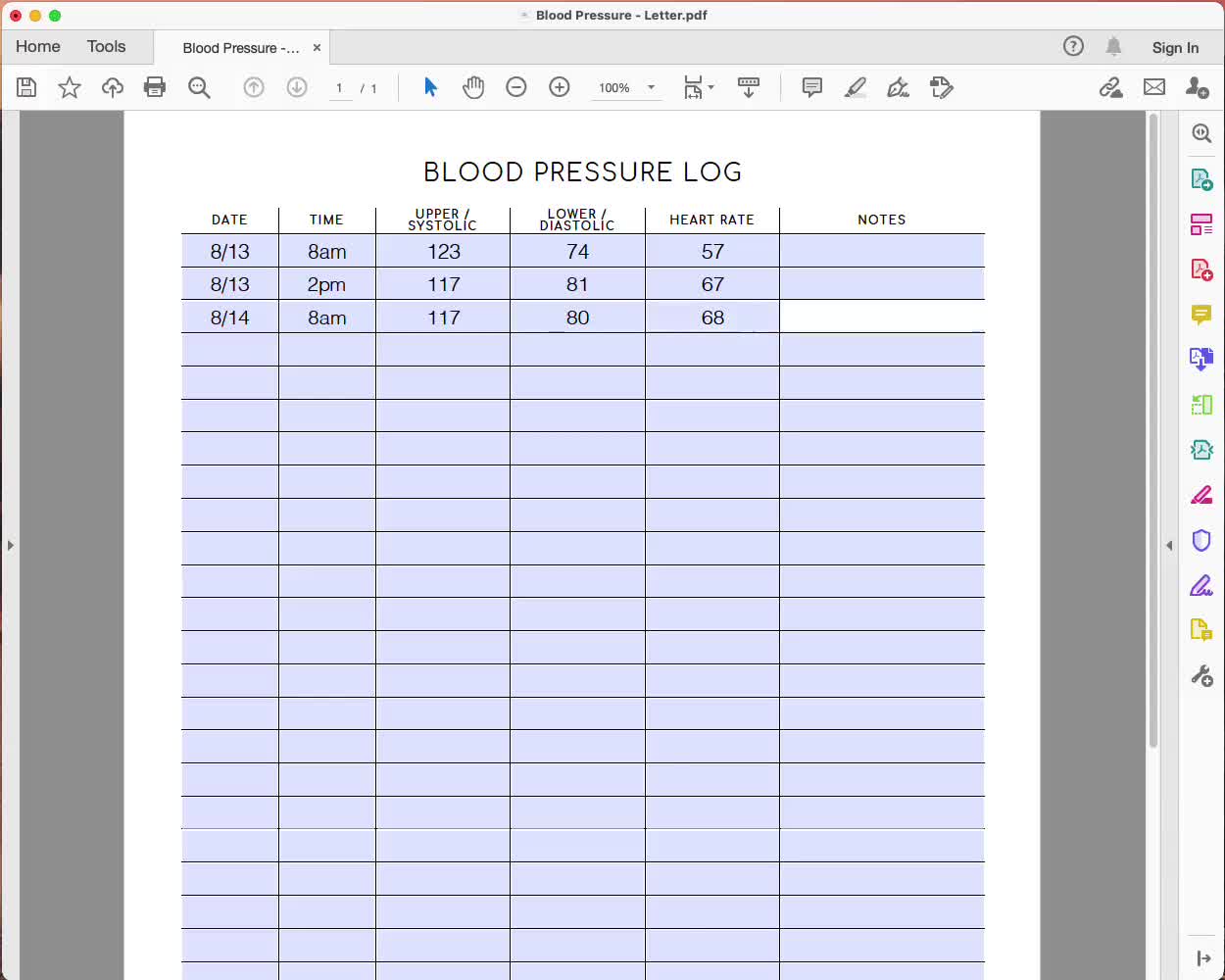 56 Daily Blood Pressure Log Templates [Excel, Word, PDF], 52% OFF