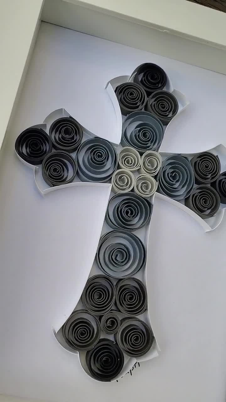 Quilling Cross Patterns Framed Paper Quilling Cross With Heart And