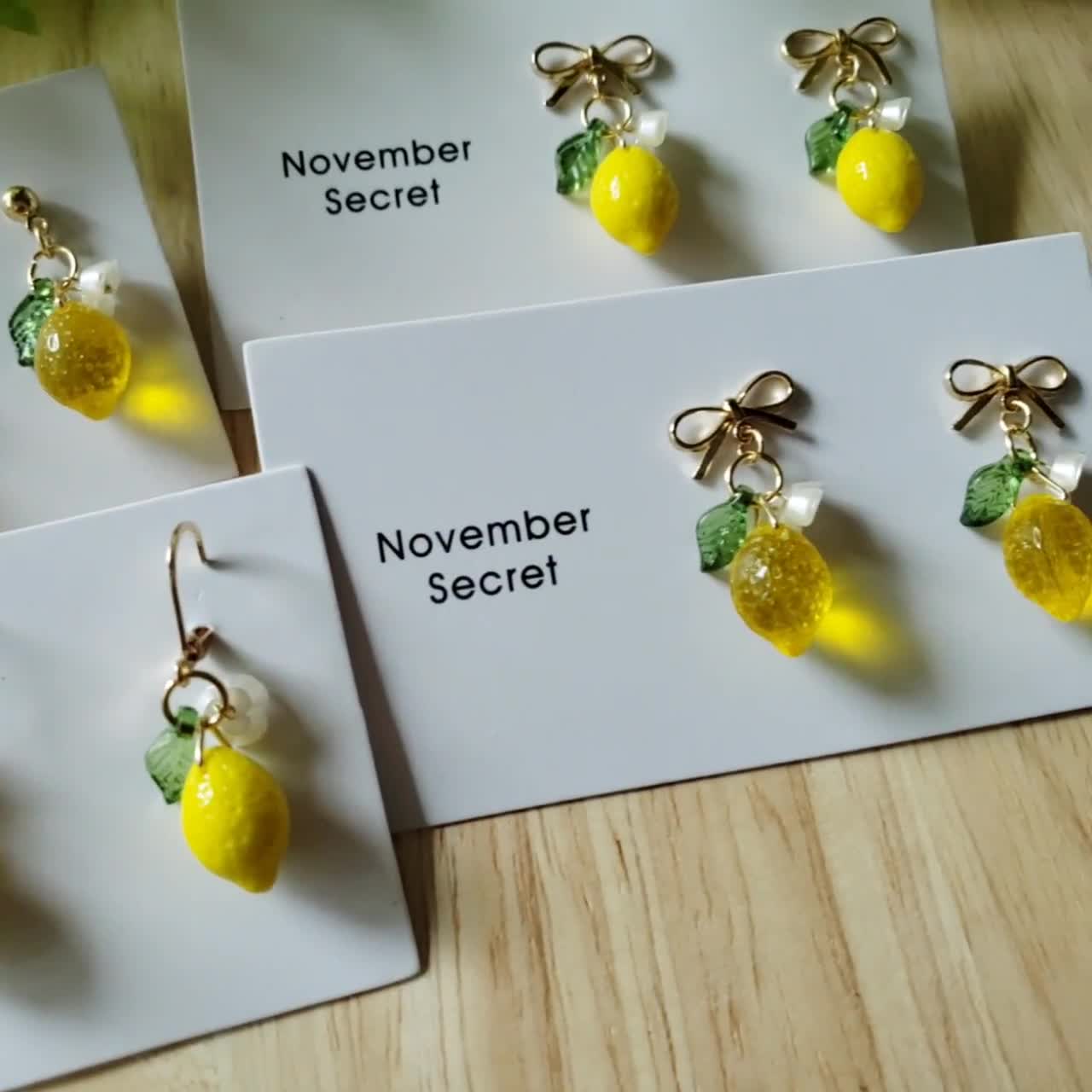 Lemon earrings glass Lemon drop earrings food earrings fruit earrings