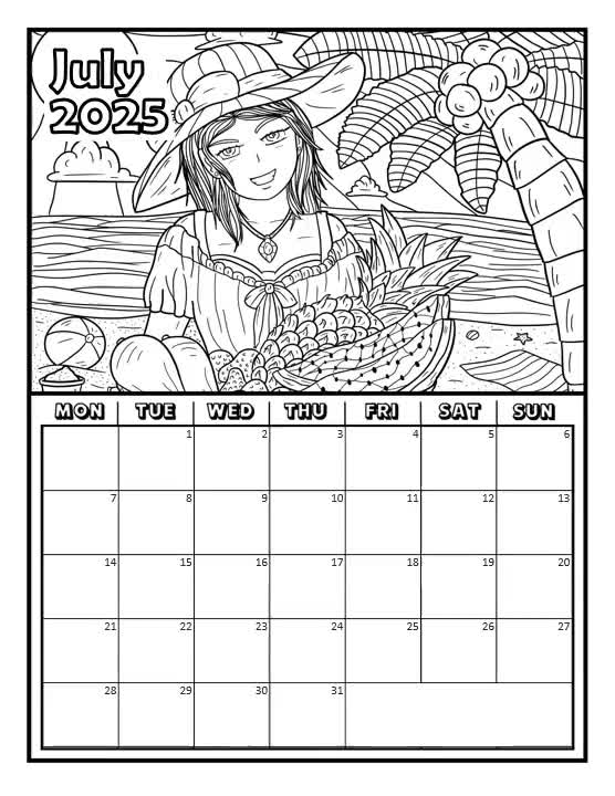 Calendario Mensual Imprimible Para Colorear