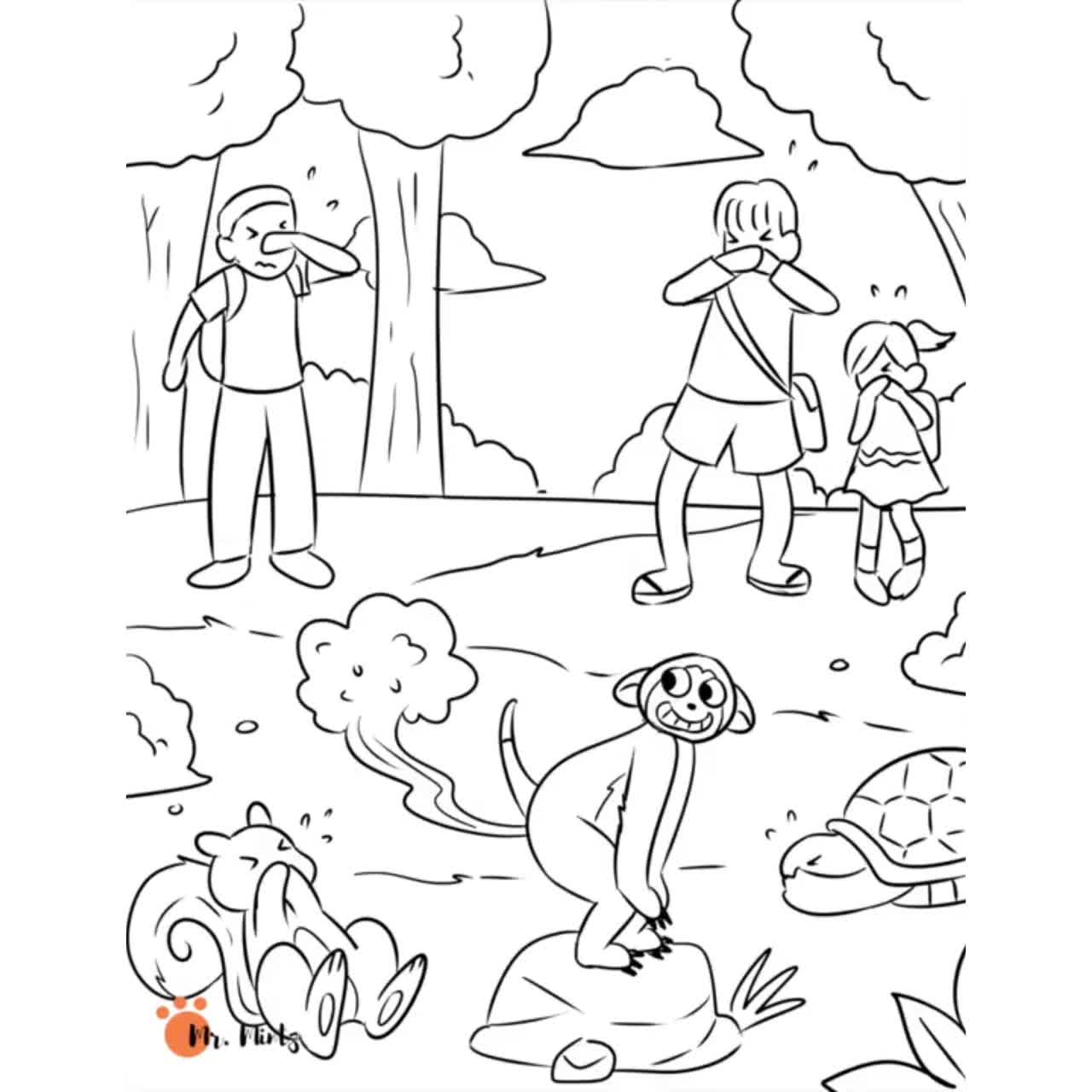 farting animals coloring pages